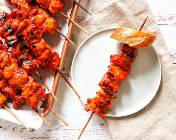 Pinchos de Pollo (Grilled Puerto Rican Chicken Skewers) - Fab Everyday
