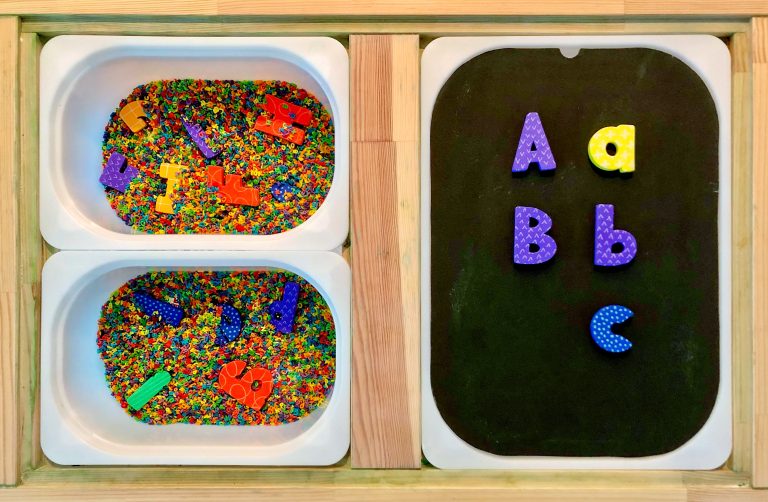 Back-to-school themed sensory bins for toddlers - Fab Everyday