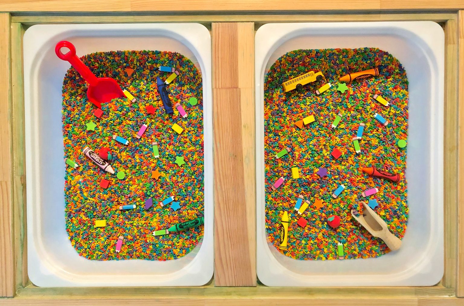 Back-to-school themed sensory bins for toddlers - Fab Everyday