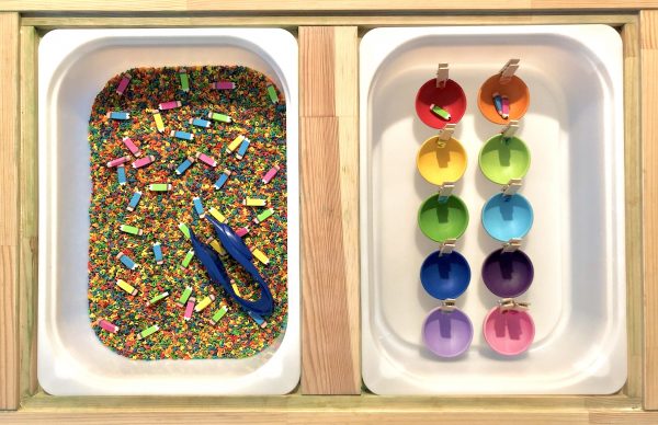 Back-to-school themed sensory bins for toddlers - Fab Everyday