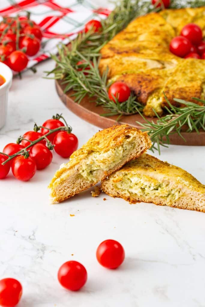 Cheesy Pesto Wreath (crescent roll wreath recipe) - Fab Everyday