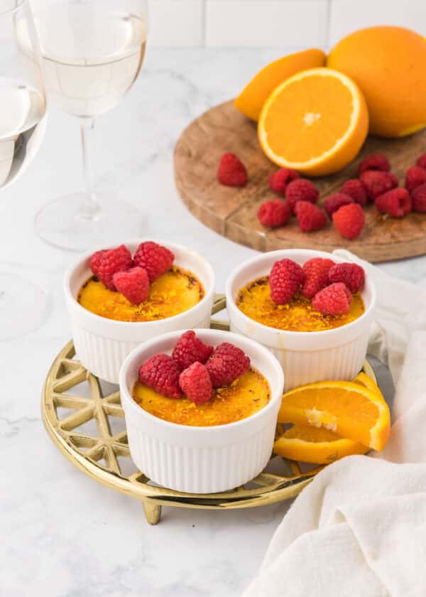 Honey-Orange Crème Brûlée with Raspberries (lighter creme brulee recipe ...