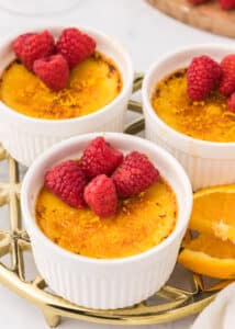 Honey-Orange Crème Brûlée with Raspberries (lighter creme brulee recipe ...