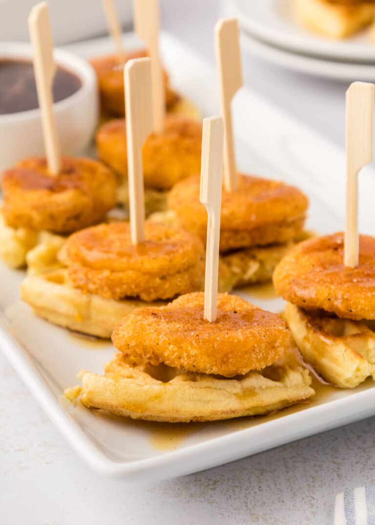 Chicken and Waffle Bites (mini chicken and waffles appetizer with hot ...