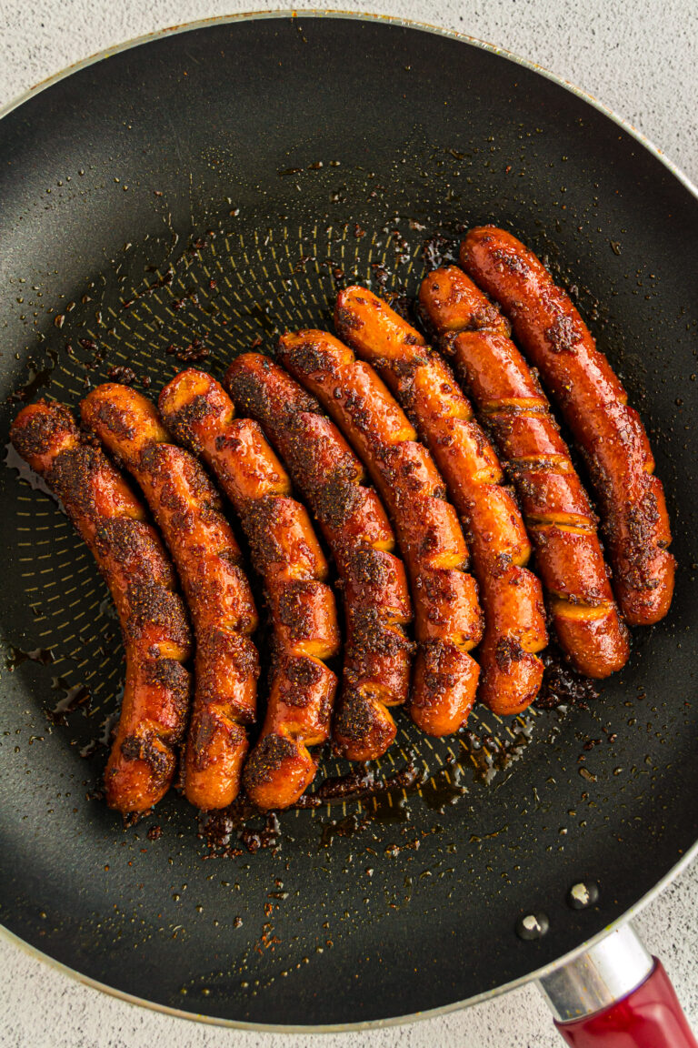 Curry Hot Dogs (seasoned frying pan hot dogs recipe) - Fab Everyday