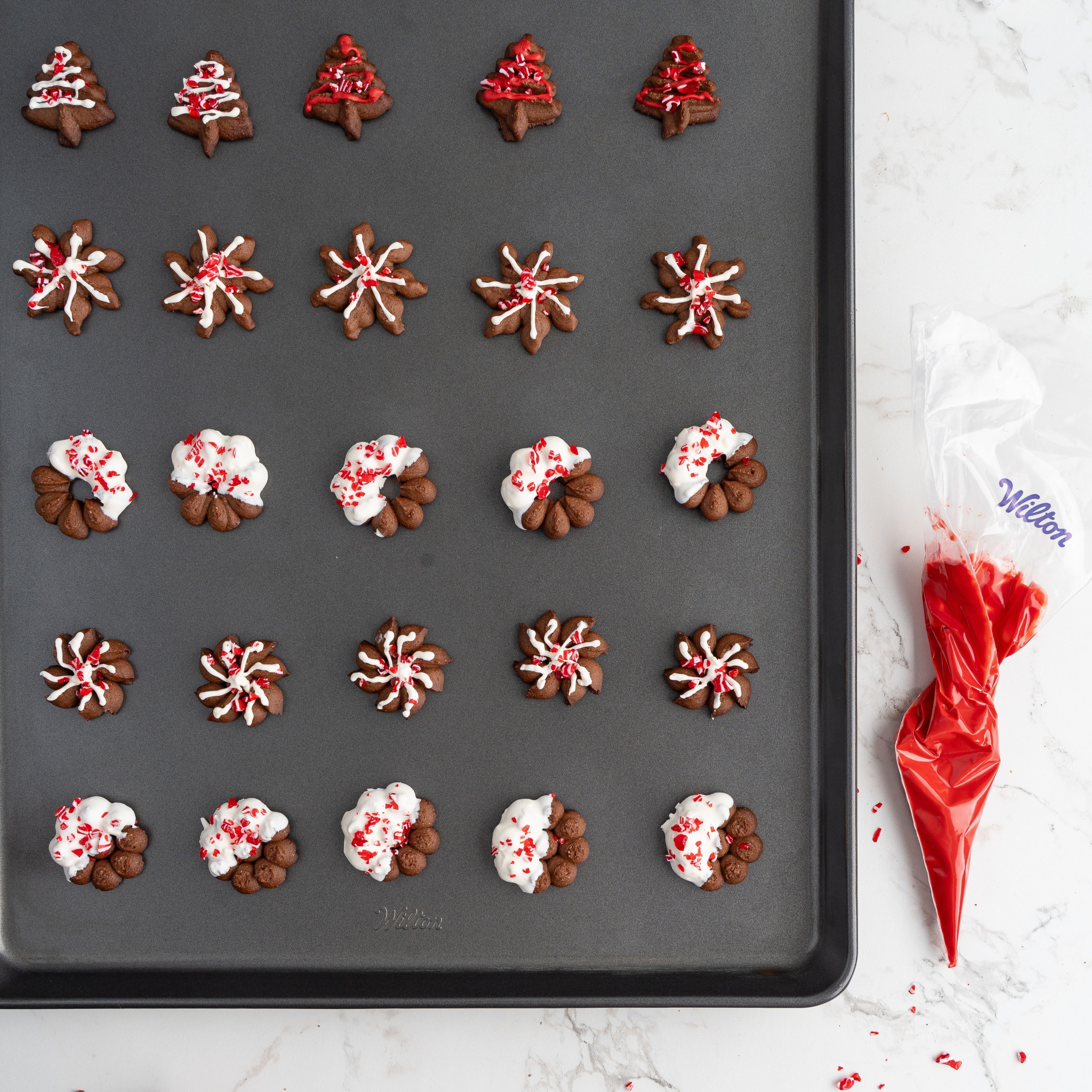 Chocolate Peppermint Spritz Cookies - Fab Everyday